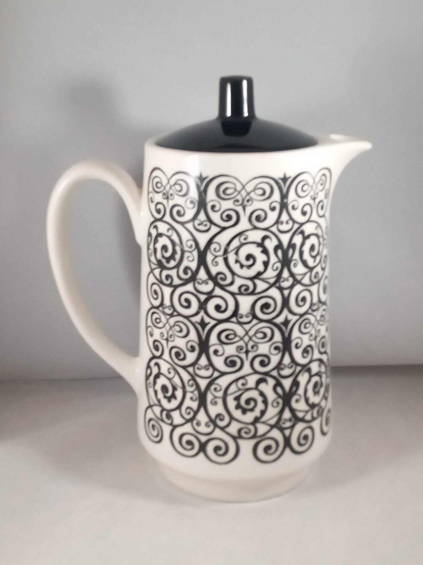 Coffee Pot With Lid Inarco Pottery Japan White Black - Etsy
