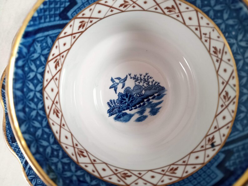 Booths Real Old Willow, Teacup and Saucer, Booths China, Gold Rim, Blue ...