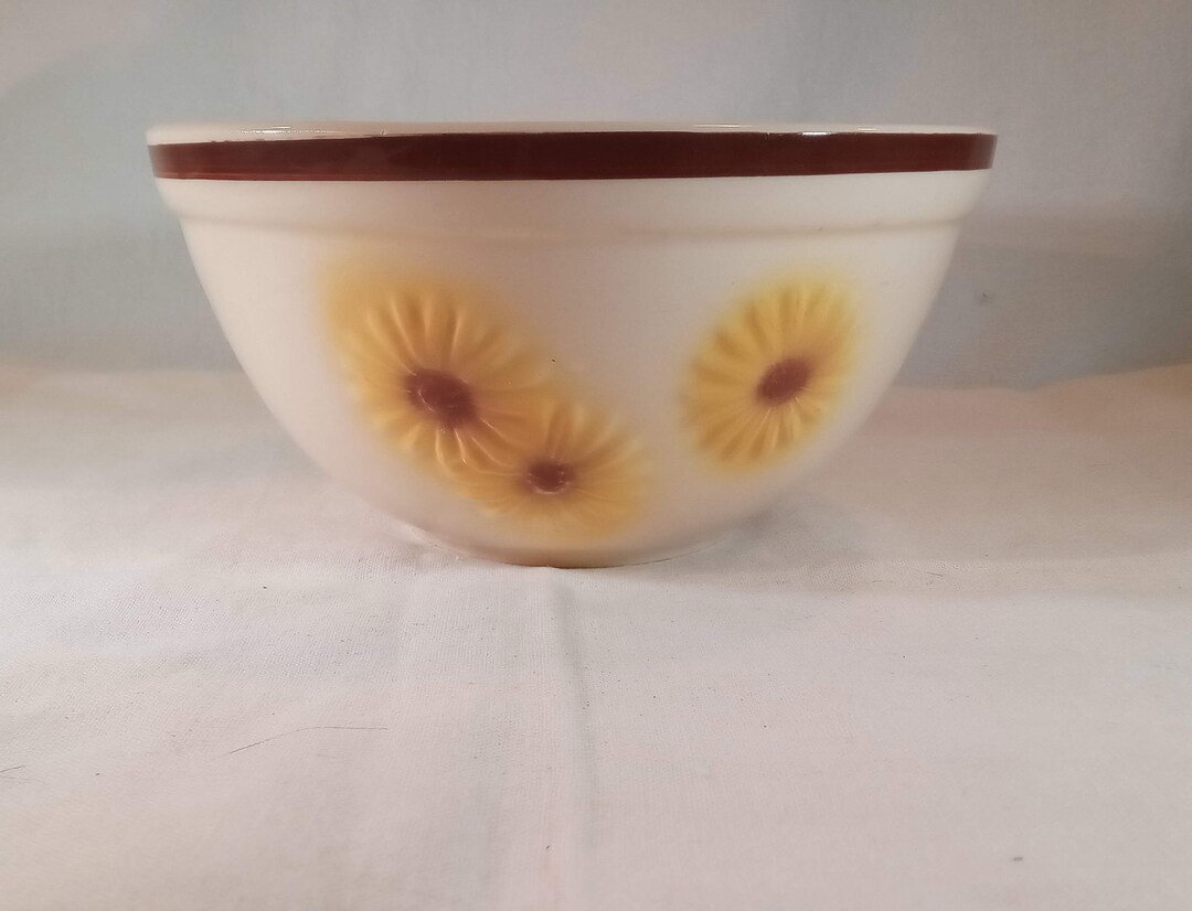 1950s Hull Mixing Bowl, Yellow Daisy Pattern, Oven Proof Pottery, 8.5 ...
