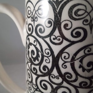 Coffee Pot, With Lid, Inarco Pottery, Japan, White, Black Curlicue ...