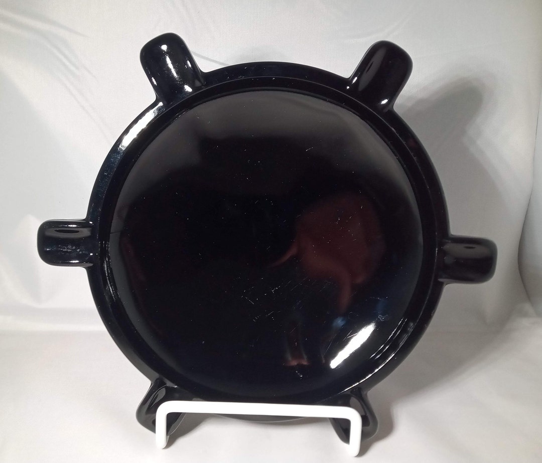 Ashtray, Black Glass, Large, Viking Art Glass, Mid Century Modern ...