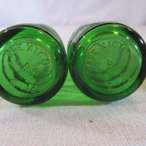 Mini Squirt Bottle Salt and Pepper Shakers, Real Glass, 1970s, Green ...