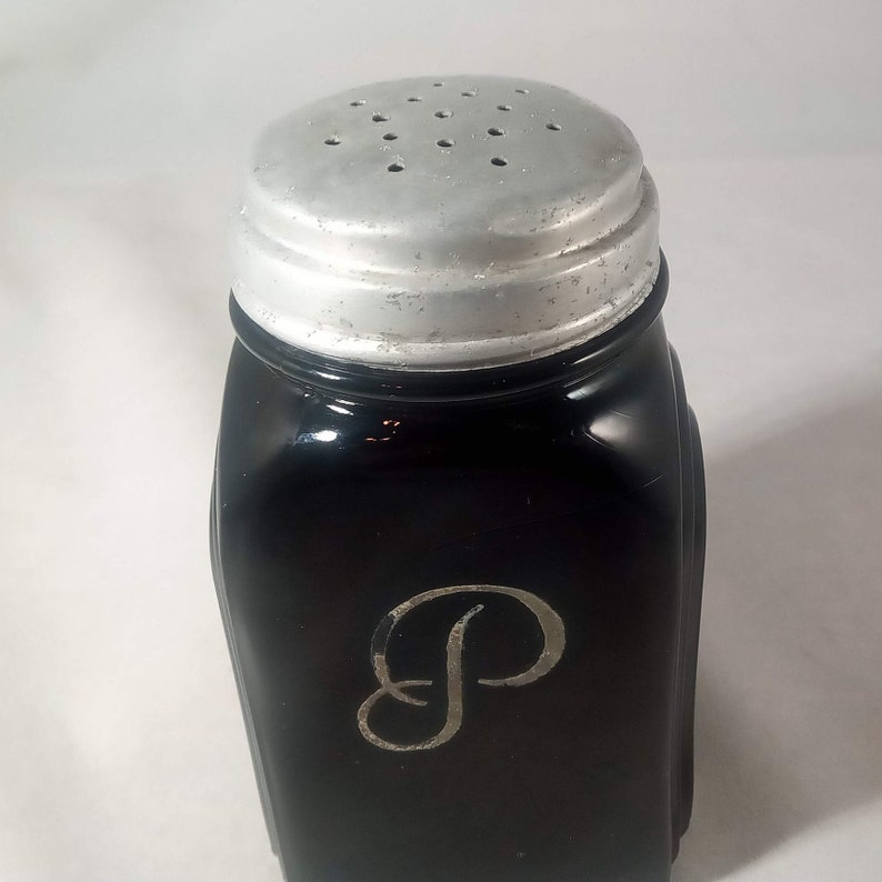 Pepper Shaker, Black Glass, W/ Top, 1920s, Art Deco, Mckee, Black ...