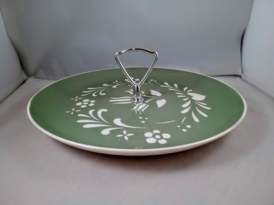 Serving Plate With Silver Handle, Harker, Harkerware, Provincial Tulip ...