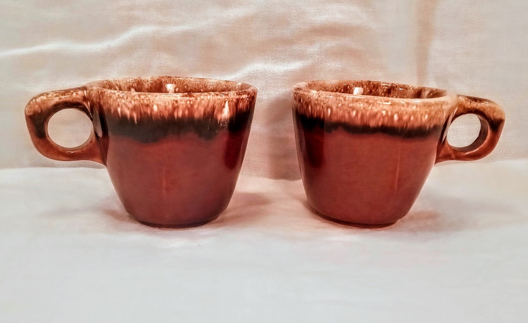 Pair, Brown Drip, Coffee Cups, Hull, Mugs, Oven Proof, Crestone ...