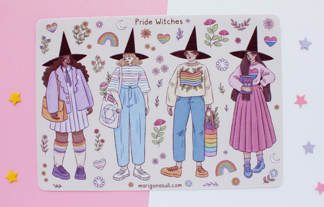 Pride Witches Sticker Sheet | Journal Stickers, Scrapbook Sticker ...