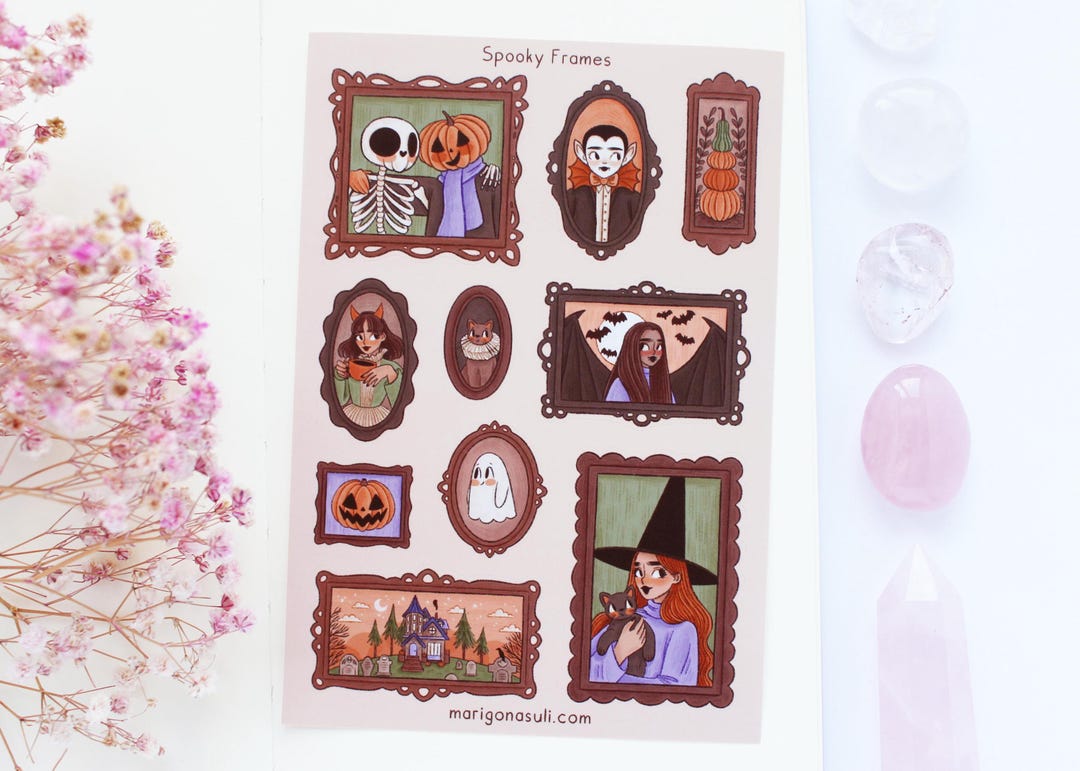 Spooky Frames Matt Vinyl Sticker Sheet | Journal Stickers, Scrapbook ...