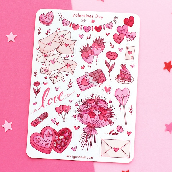 Valentines Day Sticker Sheet - Etsy