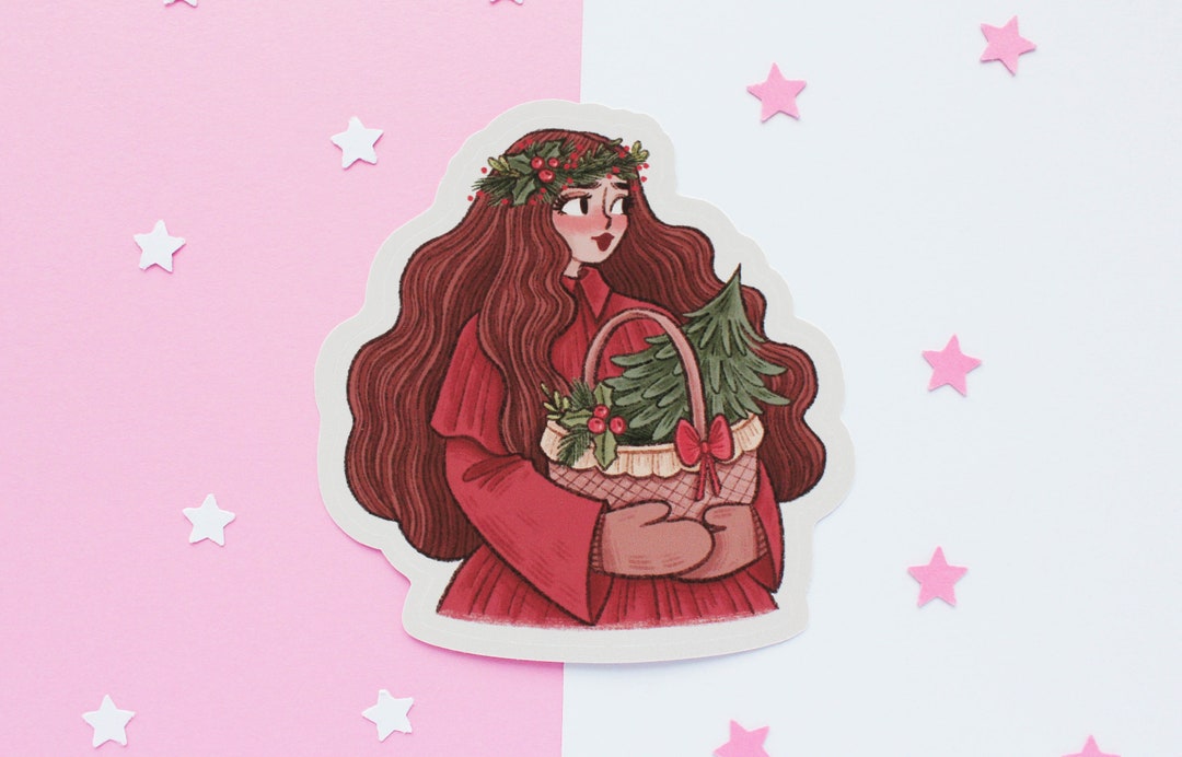 Cosy Christmas Girl Sticker Journal Sticker, Planner Sticker, Scrapbook ...