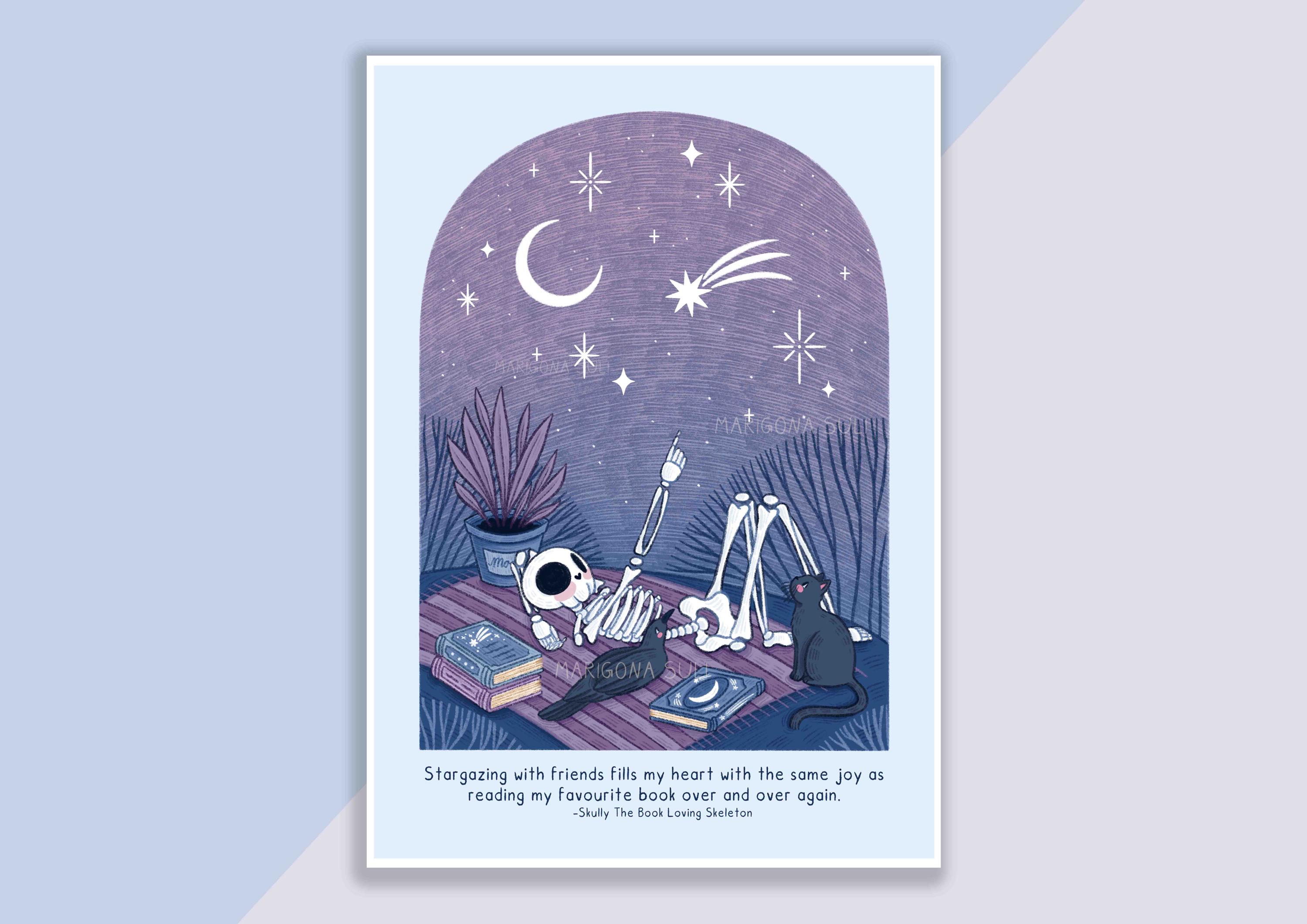 Stargazing With Skully and His Friends Print | Poster, Wall Decor ...