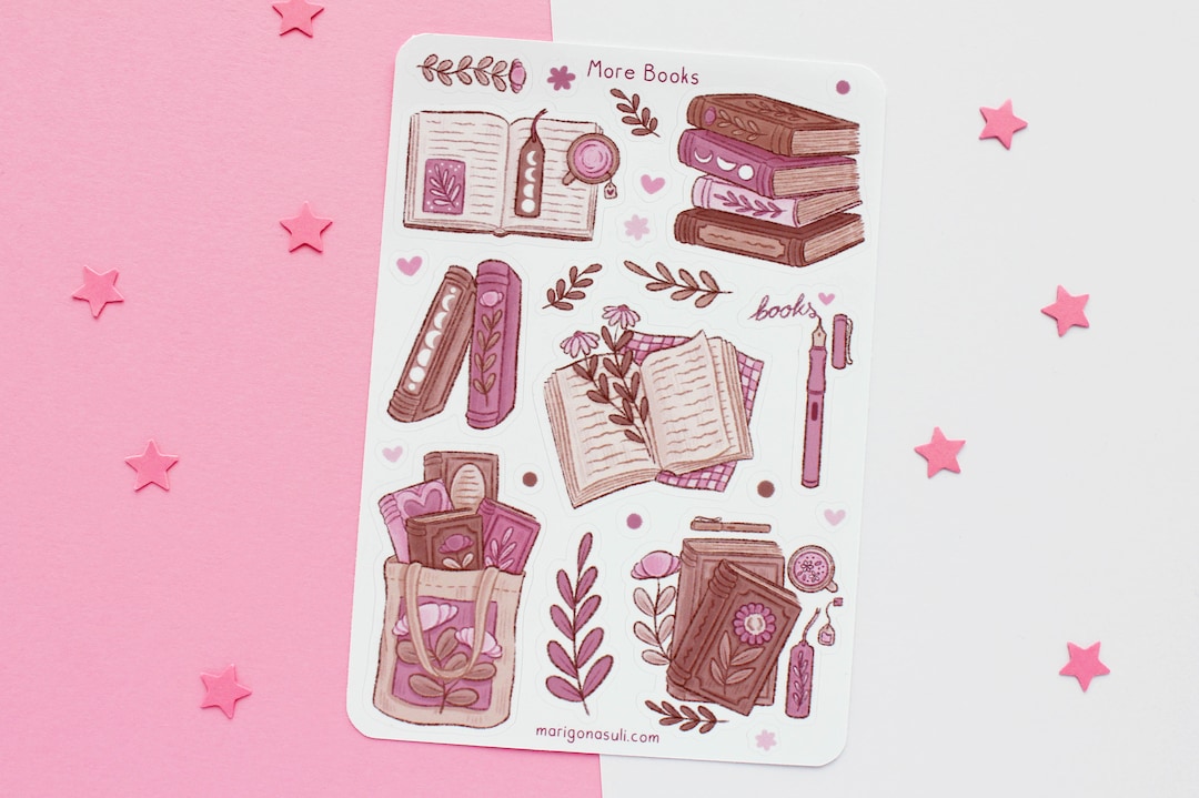 More Books Sticker Sheet | Journal Stickers, Scrapbook Sticker, Planner ...