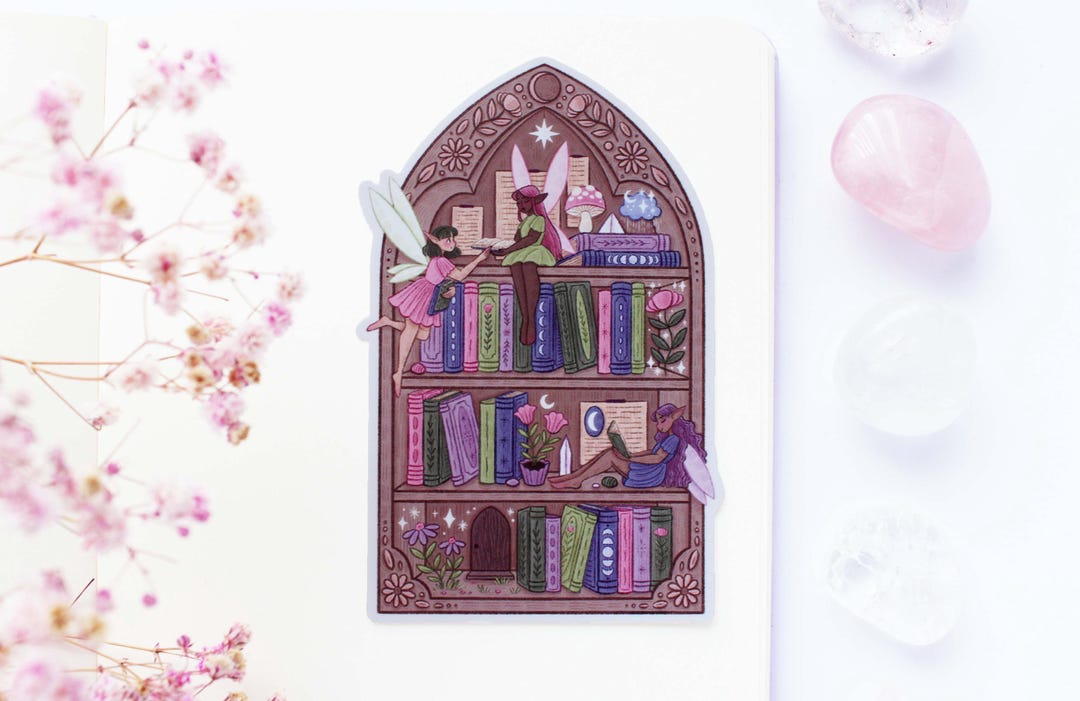 Fairies Shelf Waterproof Matt Vinyl Sticker | Journal Sticker, Planner ...
