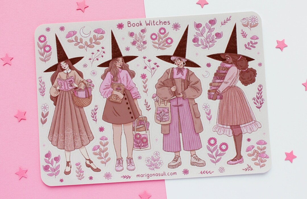 Book Witches Sticker Sheet | Journal Stickers, Scrapbook Sticker ...