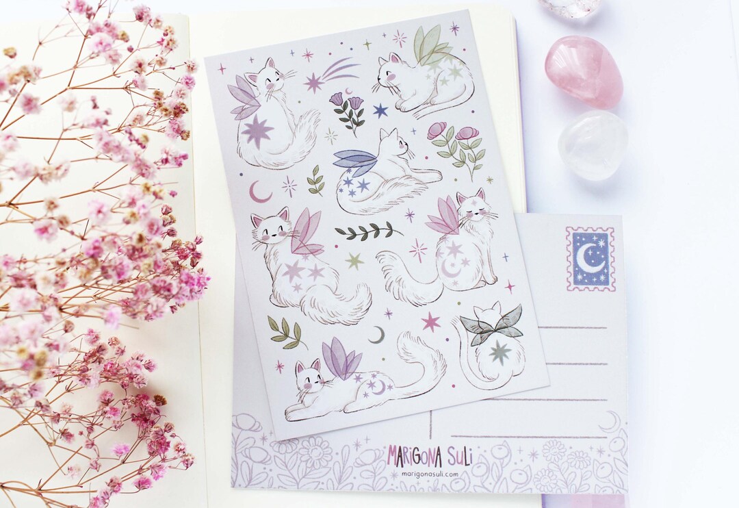 Fairy Cats Postcard A6 | Greeting Card, Scrapbook, Penpal, Cozy ...