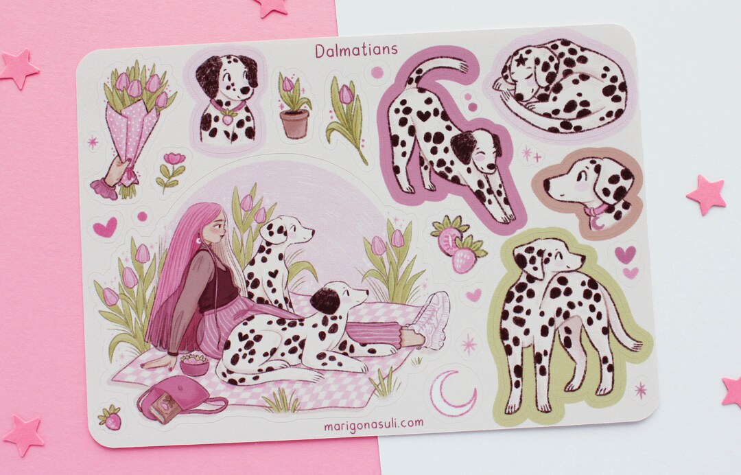 Dalmatians Sticker Sheet | Journal Stickers, Scrapbook Sticker, Planner ...