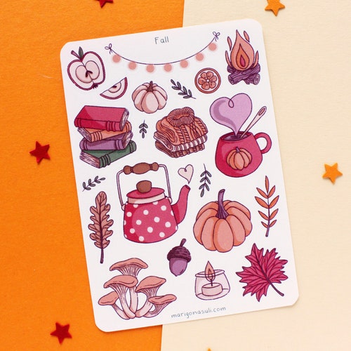 Fall Sticker Sheet Cozy Fall Stickers Fall Bullet Journal - Etsy