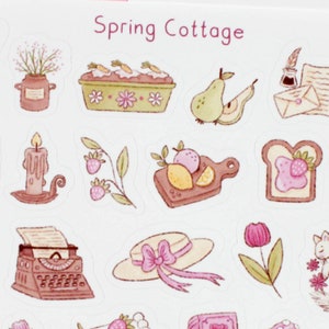 Spring Cottage Sticker Sheet | Journal Stickers, Scrapbook Sticker ...