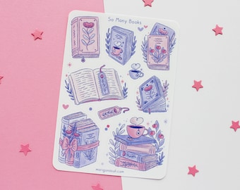 So Many Books Brown/pink Sticker Sheet Journal Stickers, Scrapbook ...