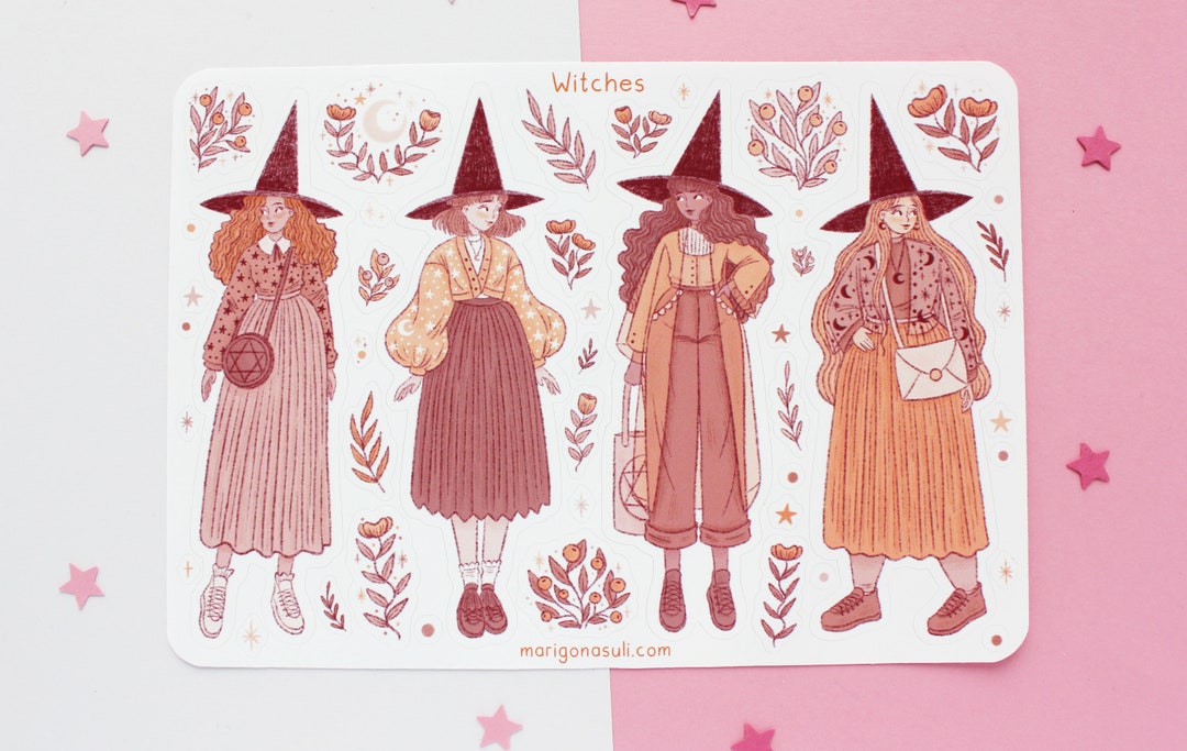 Witches Sticker Sheet | Journal Stickers, Scrapbook Sticker, Planner ...