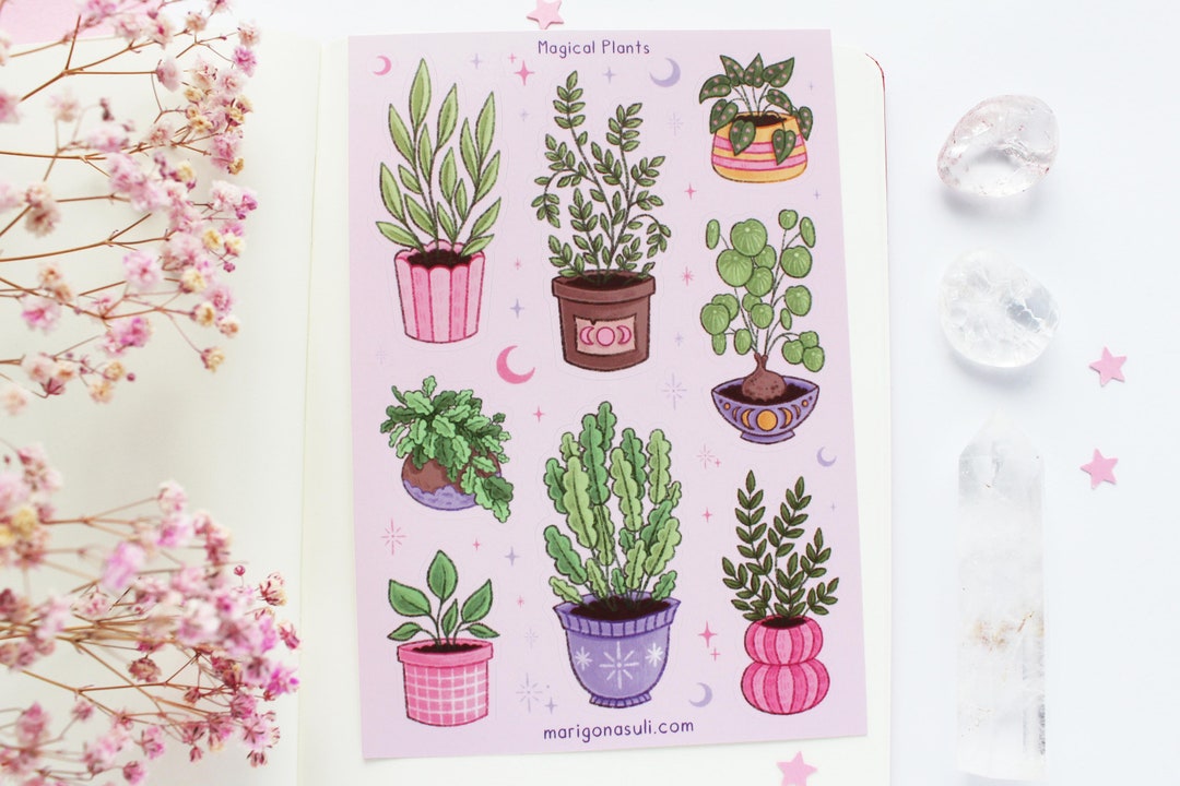 Magical Plants Matt Vinyl Sticker Sheet | Journal Stickers, Scrapbook ...