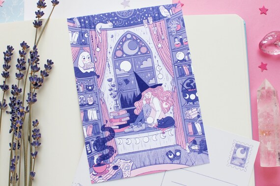 Astronomy Witch Postcard A6 Greeting Card Scrapbook - Etsy
