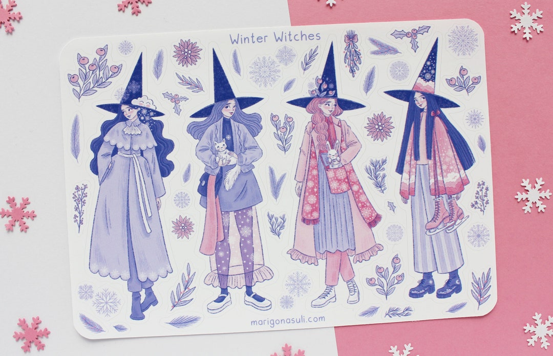Winter Witches Sticker Sheet Journal Stickers Scrapbook - Etsy