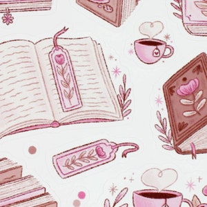 So Many Books Brown/pink Sticker Sheet | Journal Stickers, Scrapbook ...