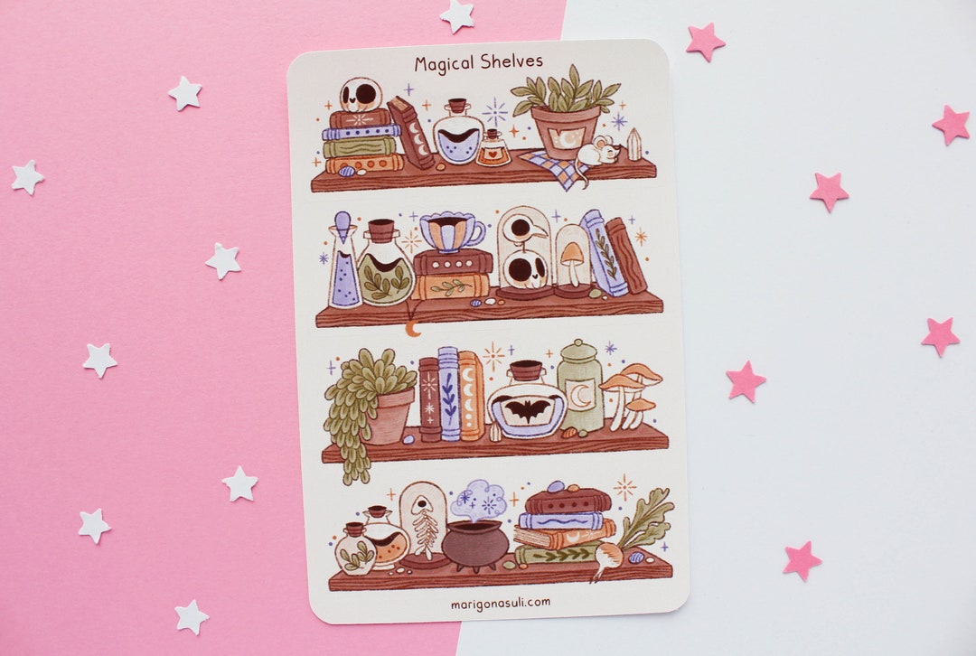 Magical Shelves Sticker Sheet | Journal Stickers, Scrapbook Sticker ...