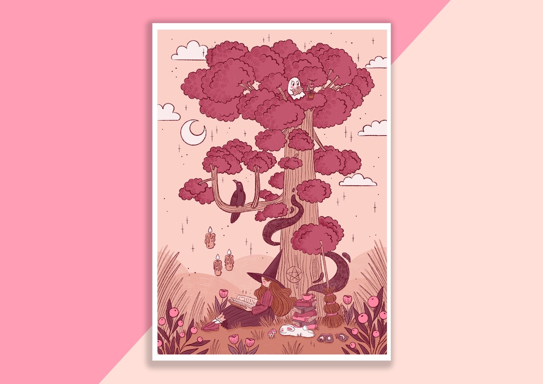 Witch and Crow Art Print Poster, Digital Illustration, Artwork, Witch ...
