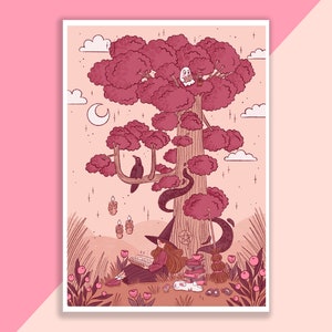 Witch and Crow Art Print Poster, Digital Illustration, Artwork, Witch ...