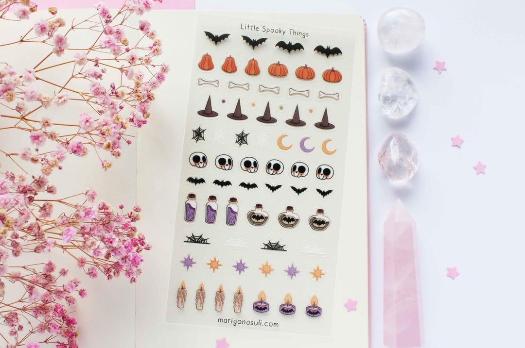 Little Spooky Things Clear Vinyl Sticker Sheet | Journal Stickers ...