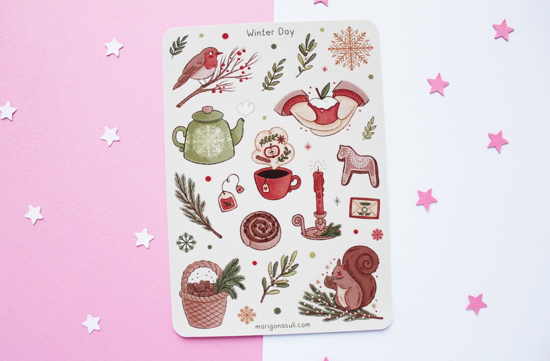 Winter Day Sticker Sheet Journal Stickers, Scrapbook Sticker, Planner ...
