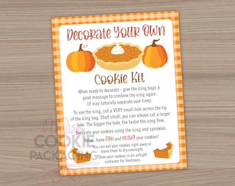 Turkey Thanksgiving Decorate Your Own Cookie Kit Instructions Card 4x5 ...