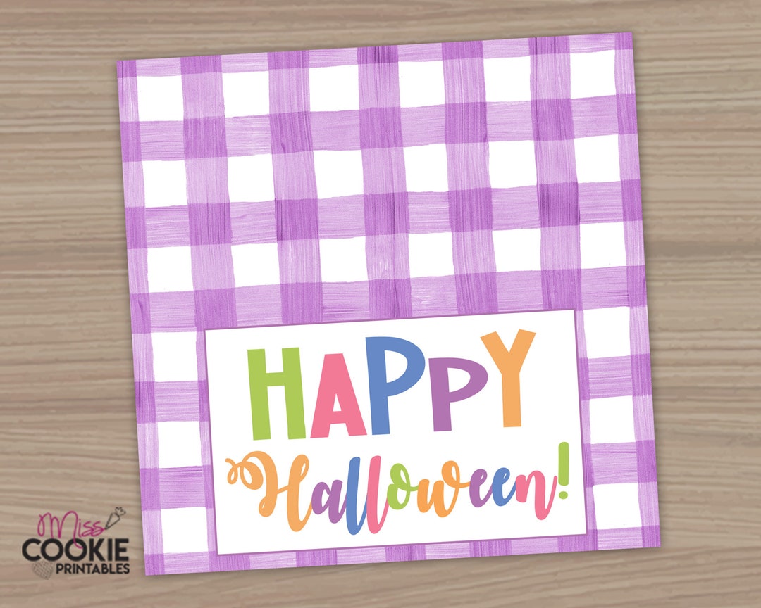 4" Happy Halloween Cookie Topper, Bright Colorful Candy Bag Topper ...