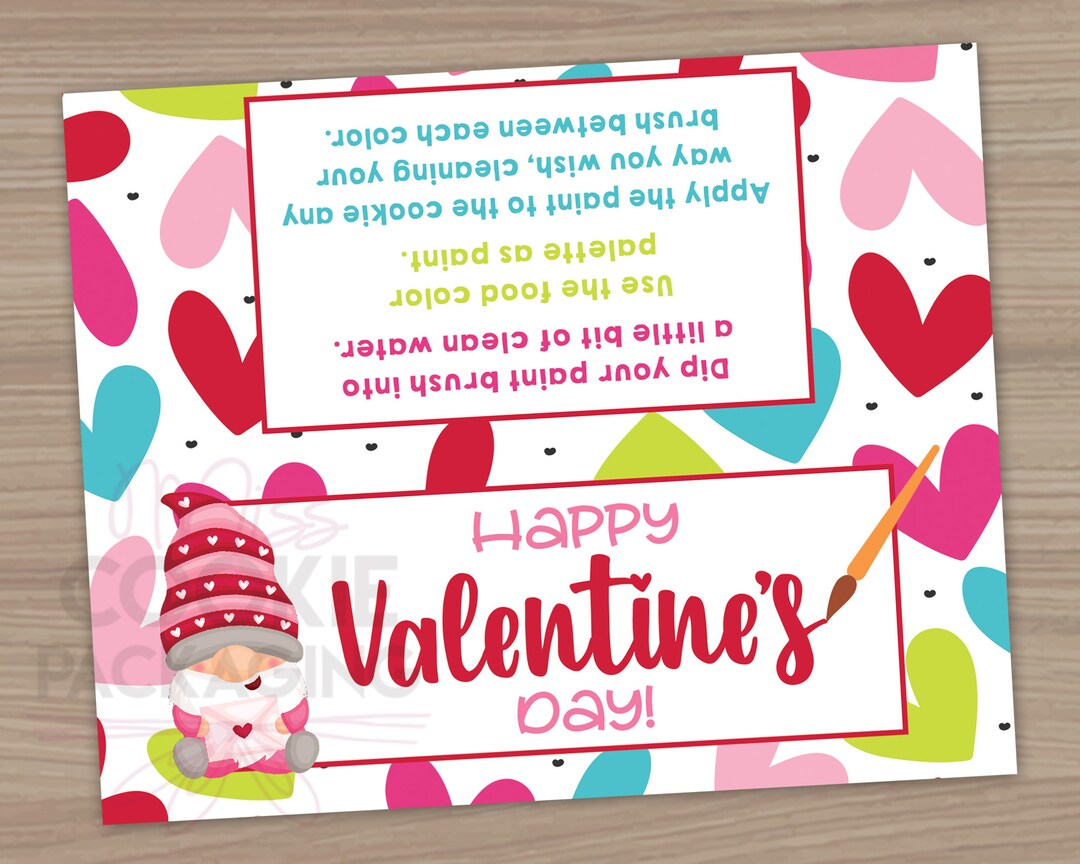 5" PYO Happy Valentine's Day Cookie Bag Topper, Paint Your Own Gnome ...