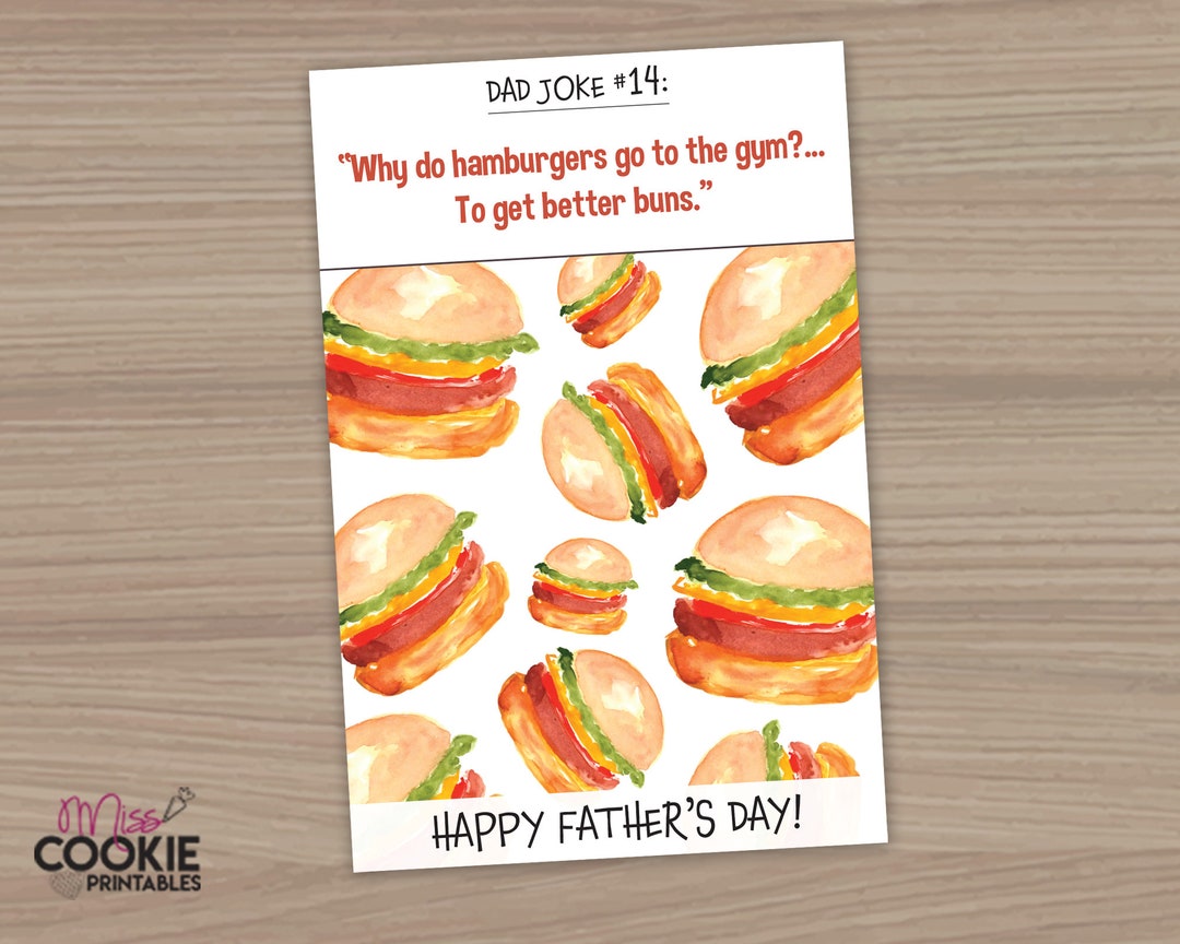 4" X 6" Dad Joke #14 Burgers Cookie Card, Happy Father’s Day Burgers ...