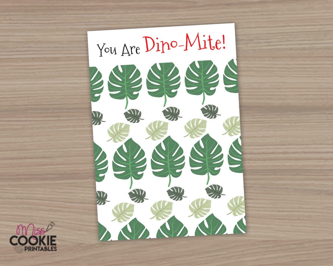 Printable Mini Cookie Card - 3.5" X 5" - "you Are Dino-mite!" - Happy ...