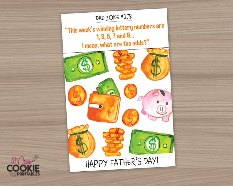 4" X 6" Dad Joke #13 Lottery Cookie Card, Happy Father’s Day Lottery ...