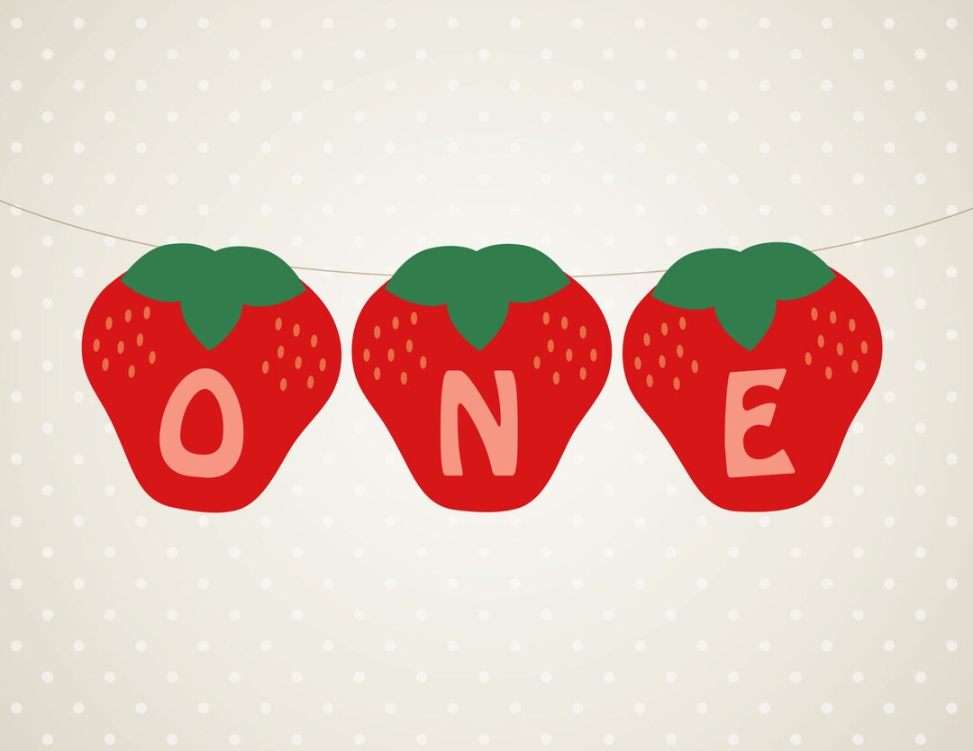 Strawberry ONE Birthday Banner, Customizable, Instant Download, DIY ...