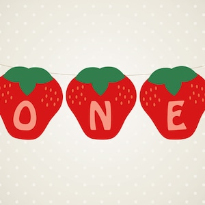 Strawberry ONE Birthday Banner, Customizable, Instant Download, DIY ...