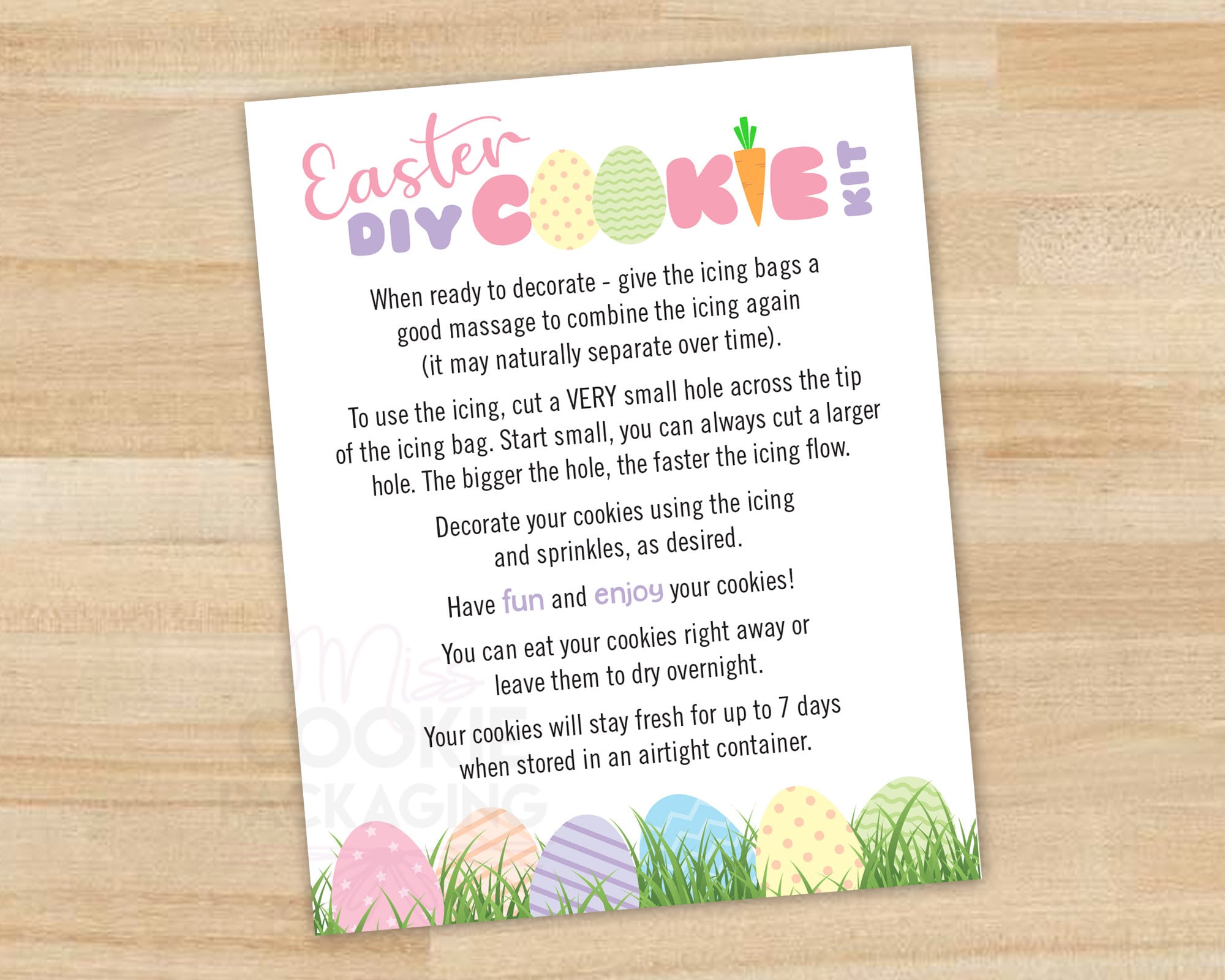 DIY EASTER Cookie Kit Instructions - Easter Eggs - Printable Card - 4 ...