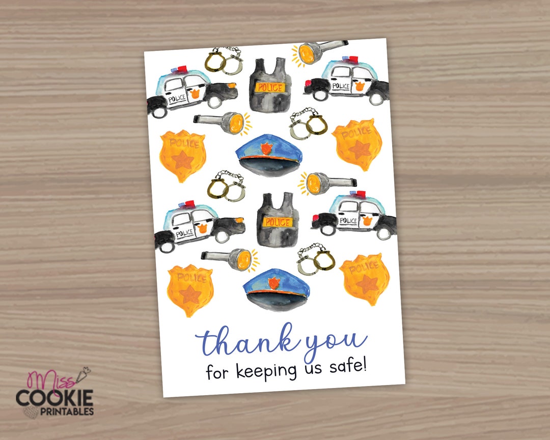 Printable “thank You for Keeping Us Safe” Mini Cookie Card 3.5” X 5 ...