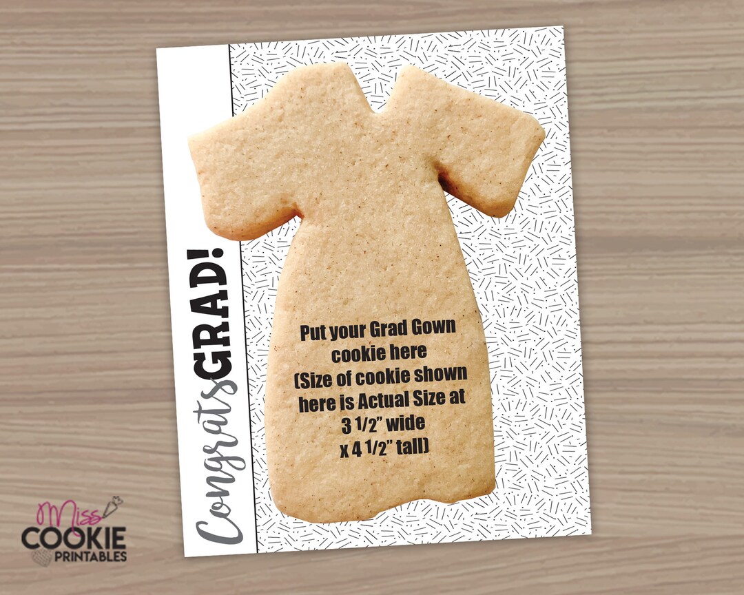 4” X 5” Printable "congrats Grad!” Graduation Cookie Card, Grad Gown ...