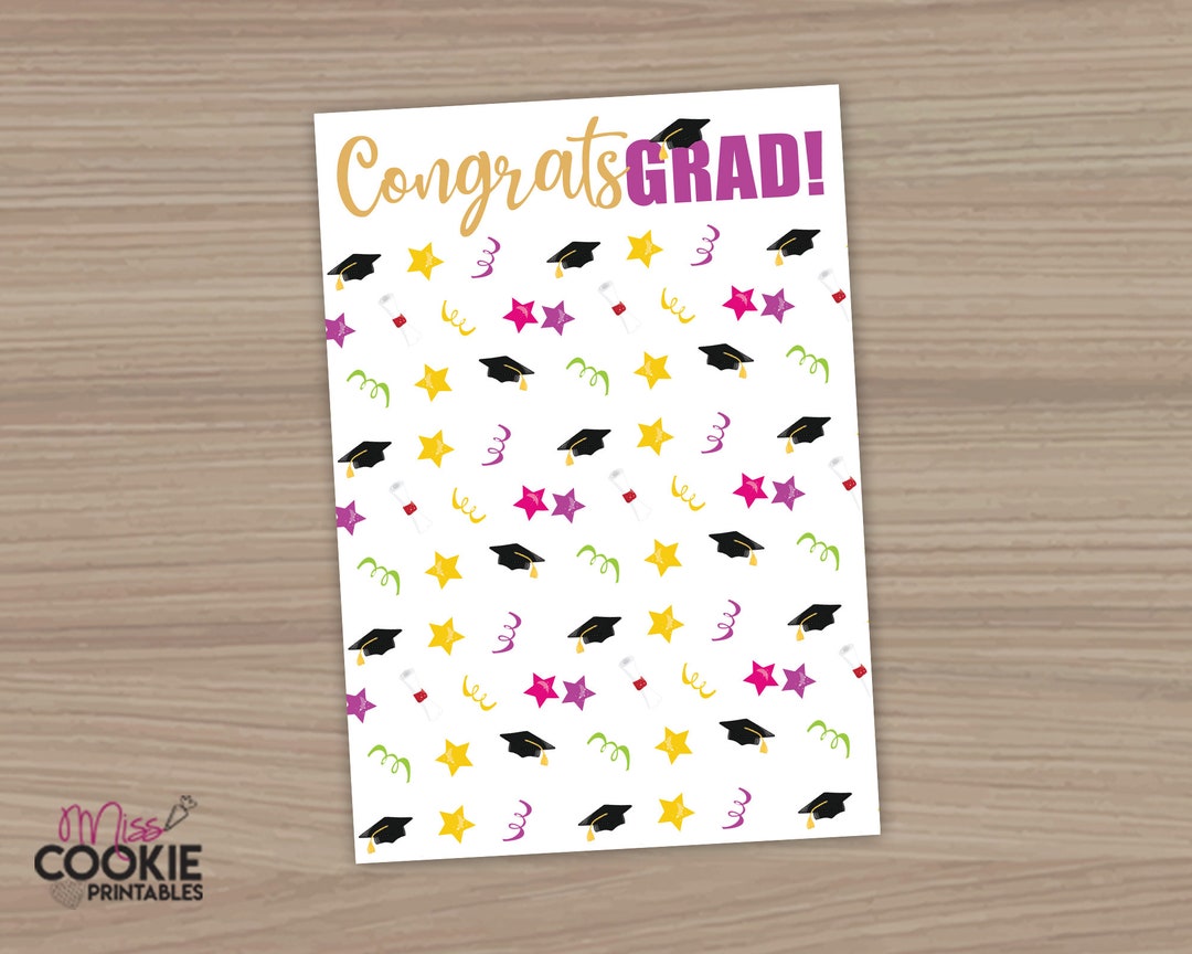 Printable “congrats GRAD!” Mini Cookie Card 3.5” X 5" Graduation ...