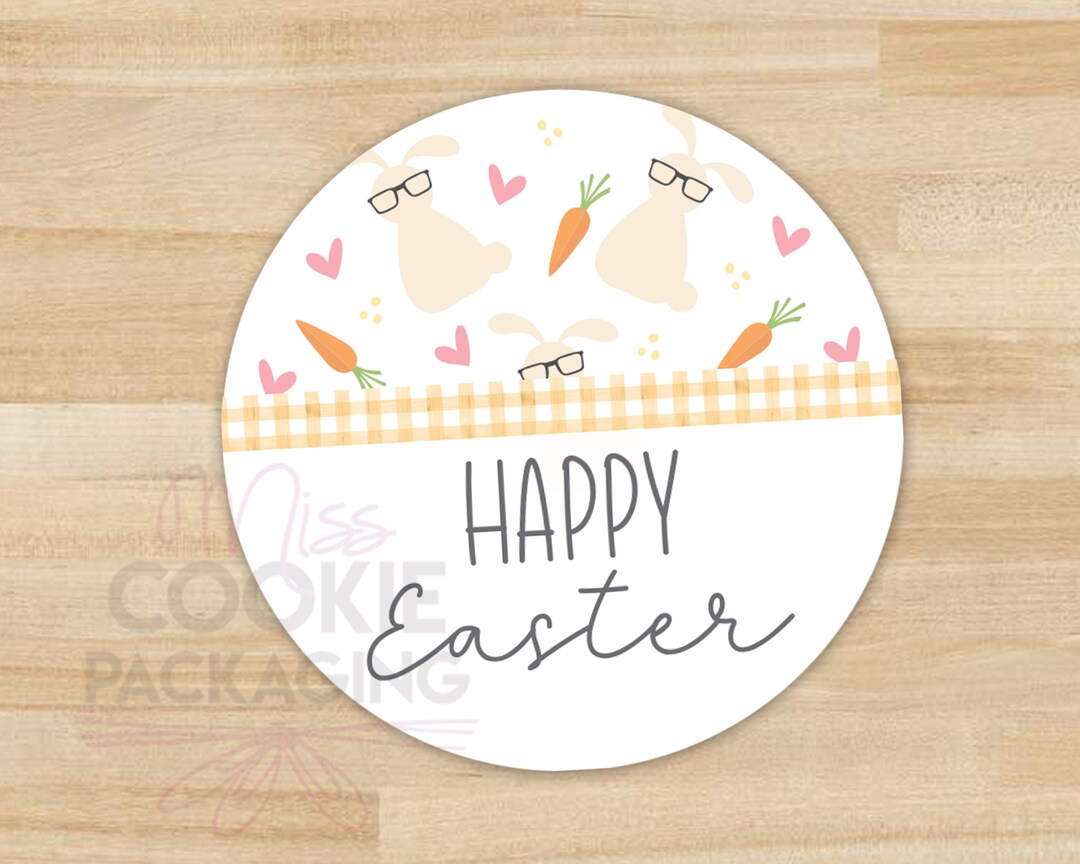 Happy Easter 2" Cookie Tag, Easter Bunny Glasses Cookie Tag, Bunny ...