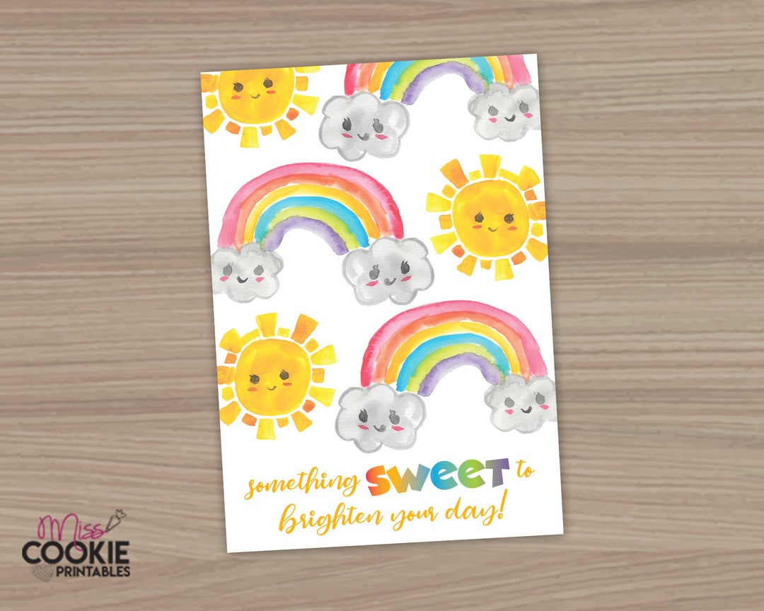 Printable "something Sweet to Brighten Your Day" Mini Cookie Card - 3.5 ...