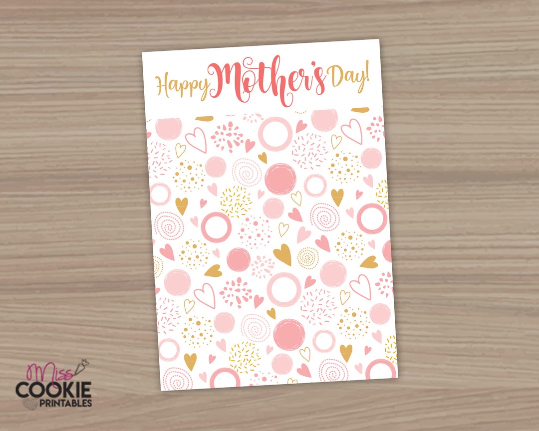 Printable Mini Cookie Card "happy Mother's Day" 3.5" X 5" Mother's Day ...
