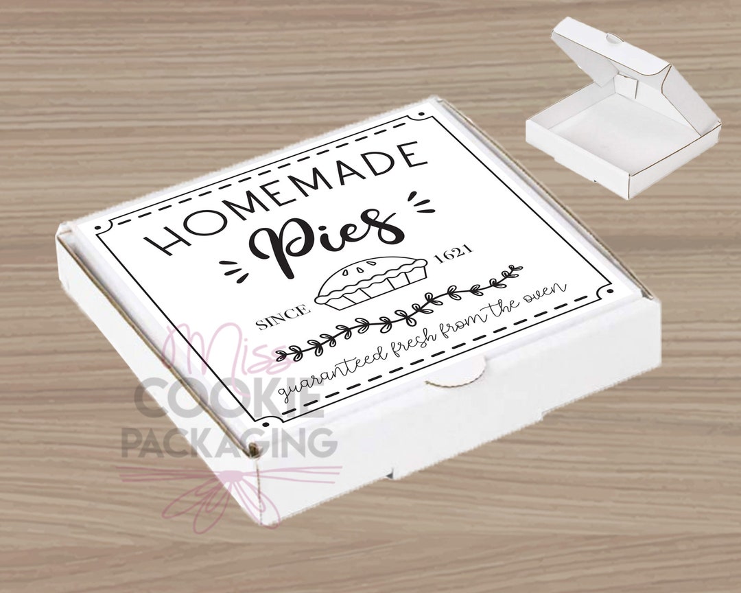 5" Homemade Pies Pie Box Cookie Tag, Square Pizza Pie Box Label Tag ...