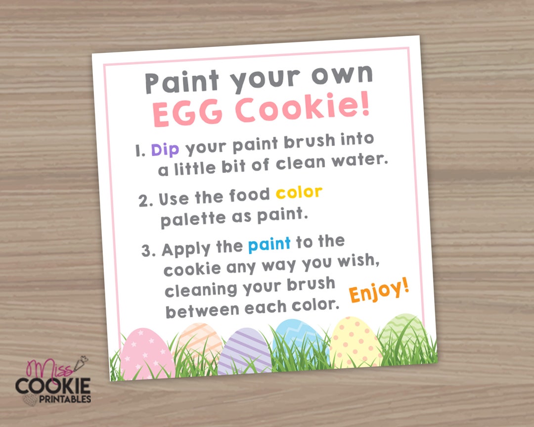 2" Square Printable Tags - Paint Your Own EGG Cookie - Printable Easter ...