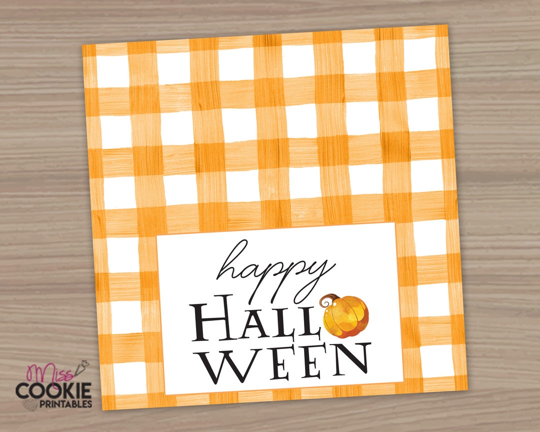 4" Happy Halloween Cookie Topper, Orange Black Candy Bag Topper, Trick ...